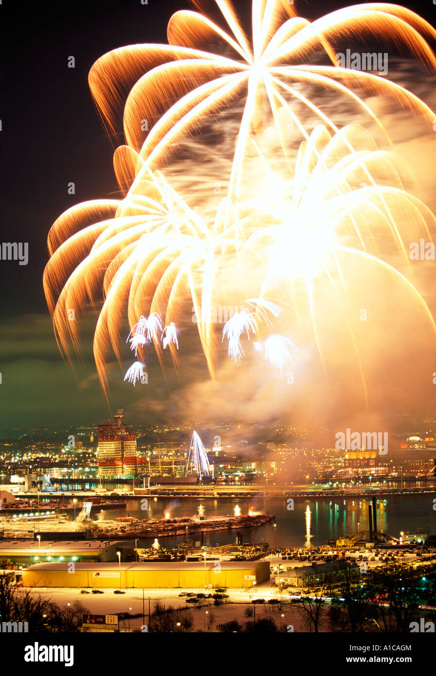 Traditional new year firework in Gothenburg Stock Photo - Alamy