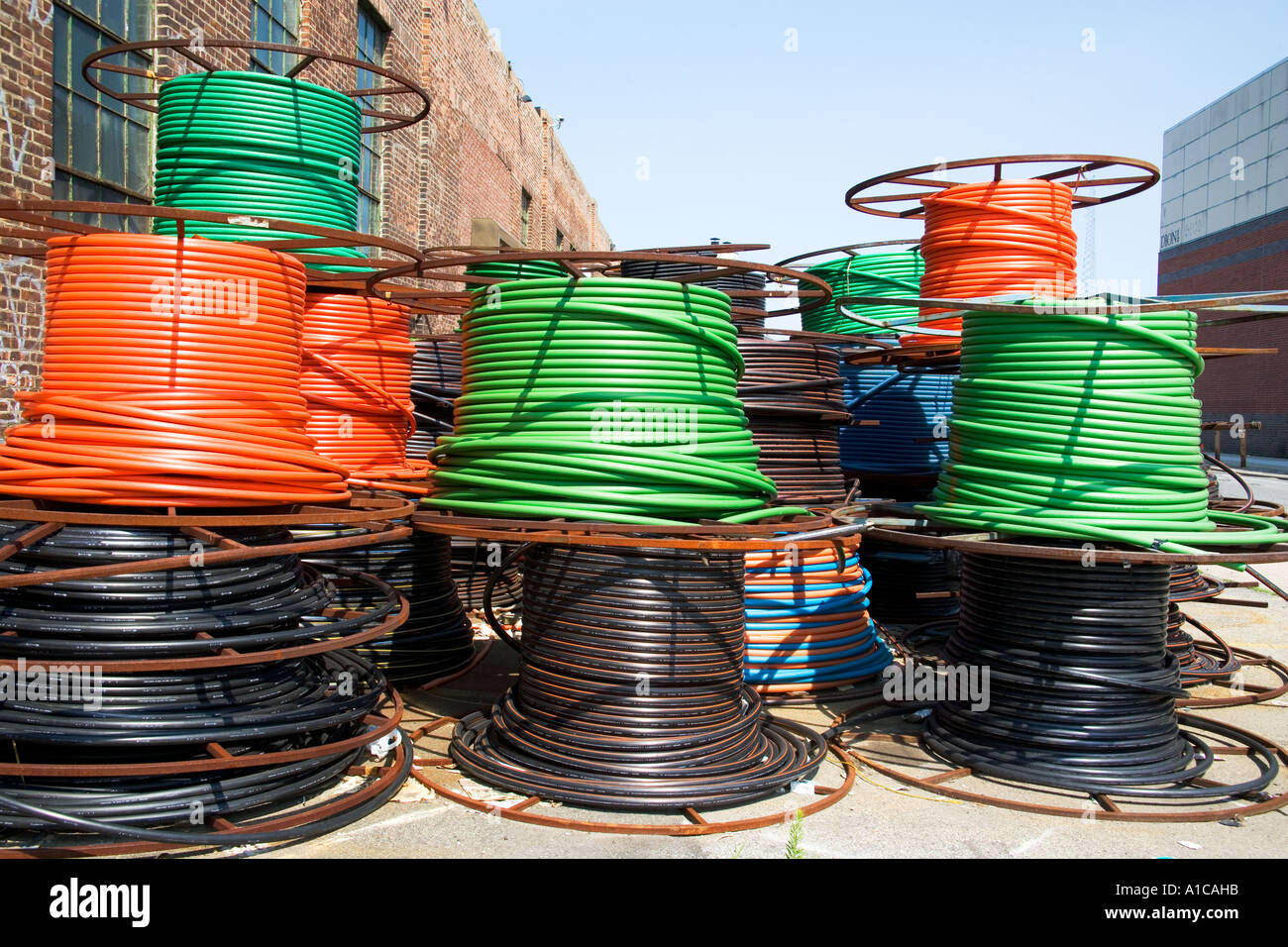 CONSTRUCTION, WIRE, SPOOLS, LARGE, TUBING Stock Photo - Alamy