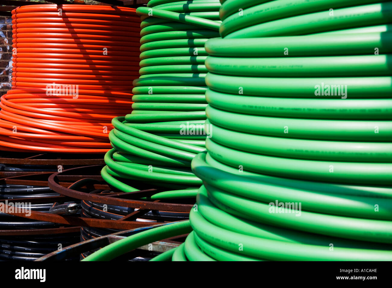 CONSTRUCTION, WIRE, SPOOLS, LARGE, TUBING Stock Photo - Alamy