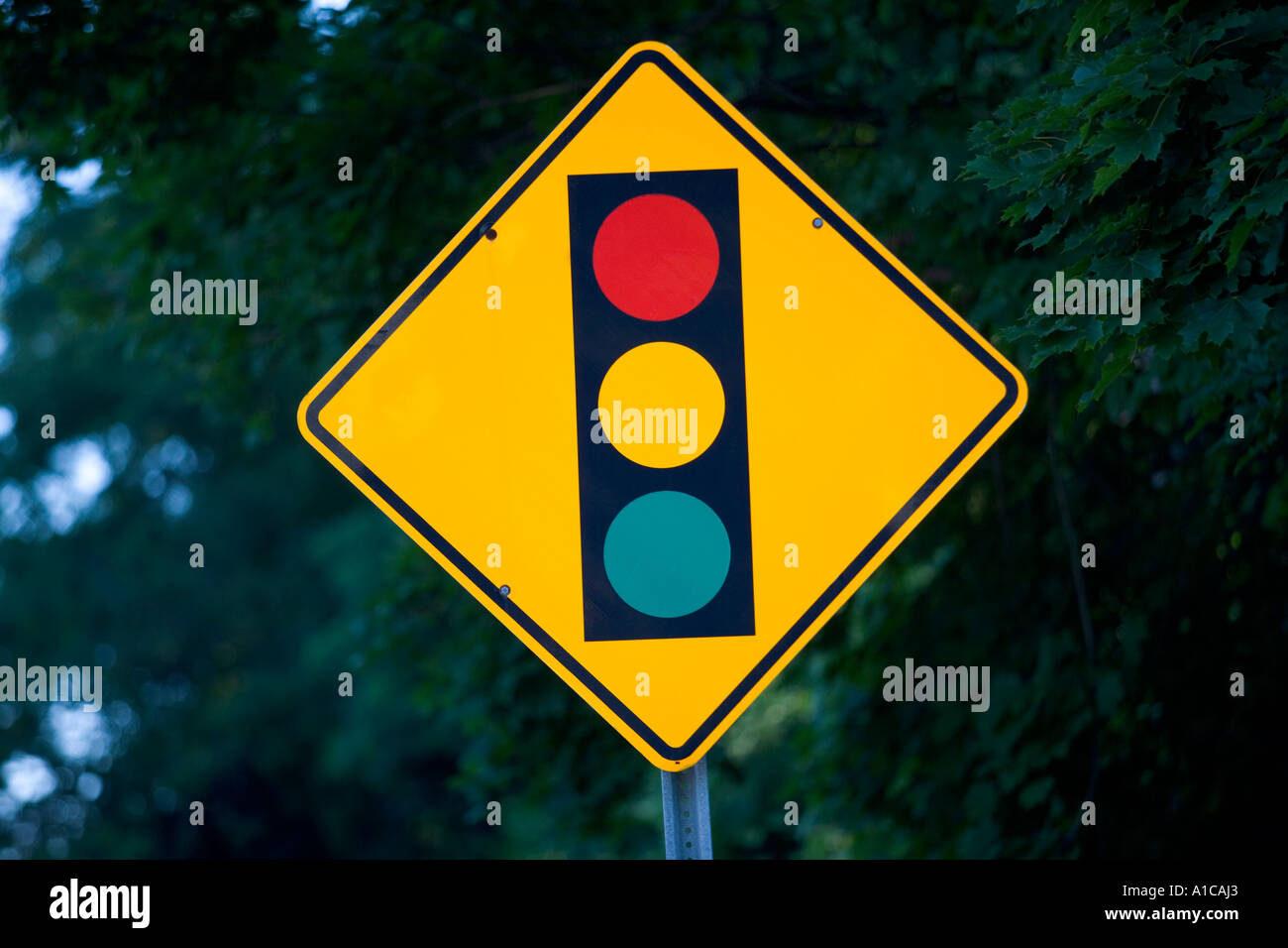 TRAFFIC LIGHT AHEAD TRAFFIC SIGN Stock Photo - Alamy