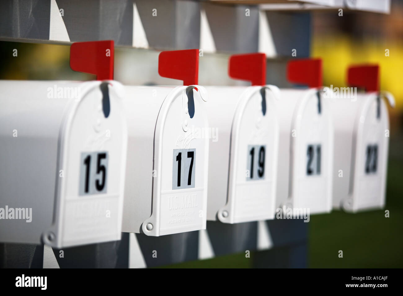 MAILBOXES IN A ROW, MANY MAILBOXES Stock Photo - Alamy