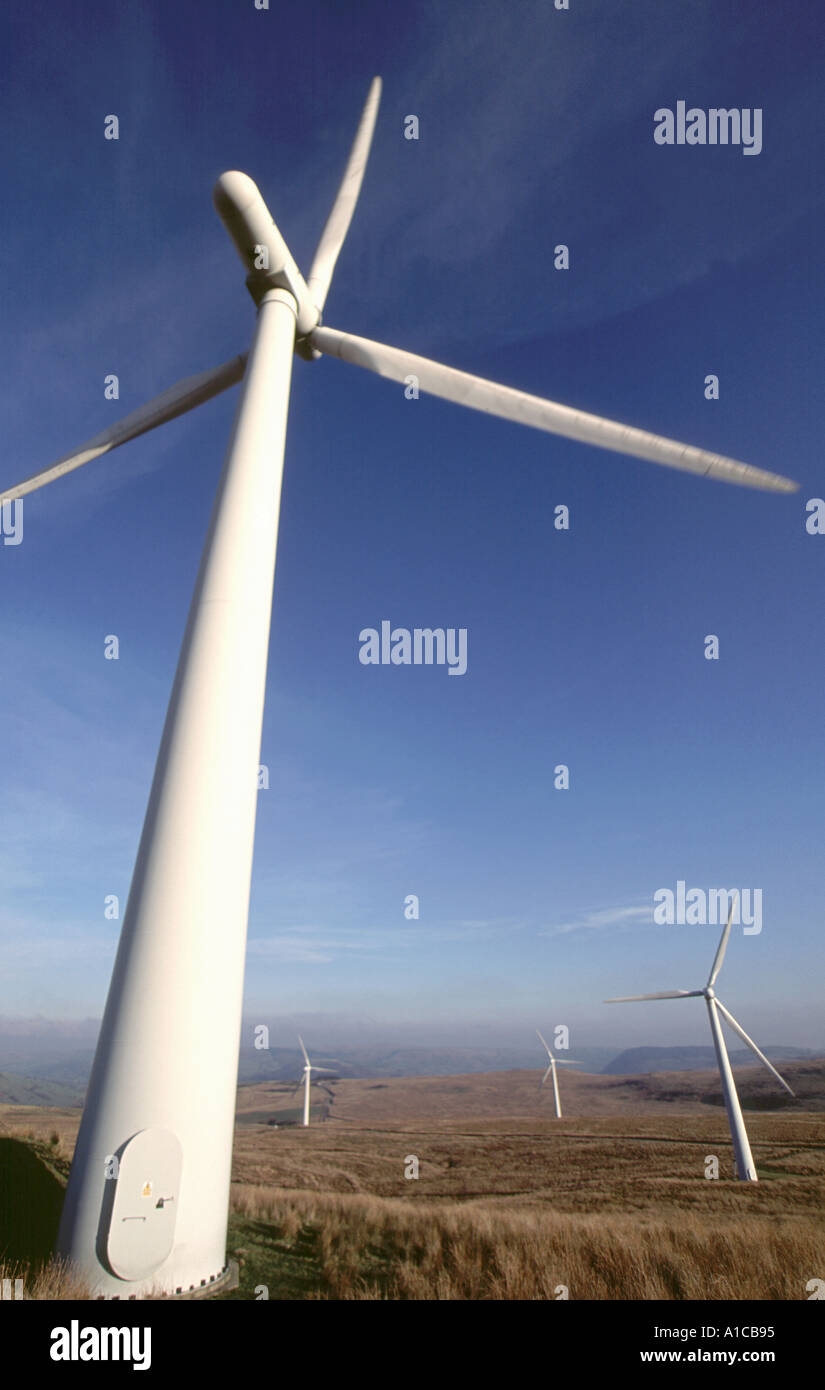 Wind turbines at Carno windfarm near Newtown in Powys Wales UK Stock ...