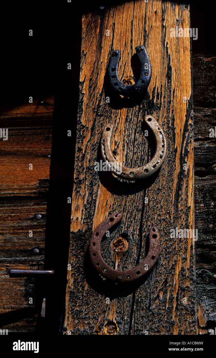 three horseshoe good luck superstition Stock Photo - Alamy