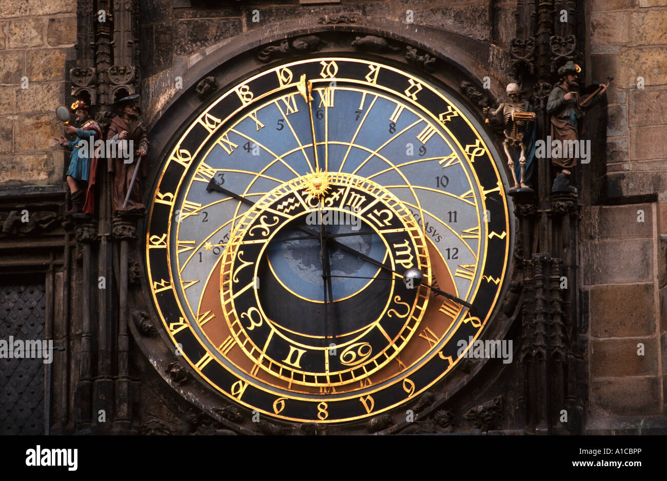 prague prag city center tourism clock detail symbol Stock Photo - Alamy