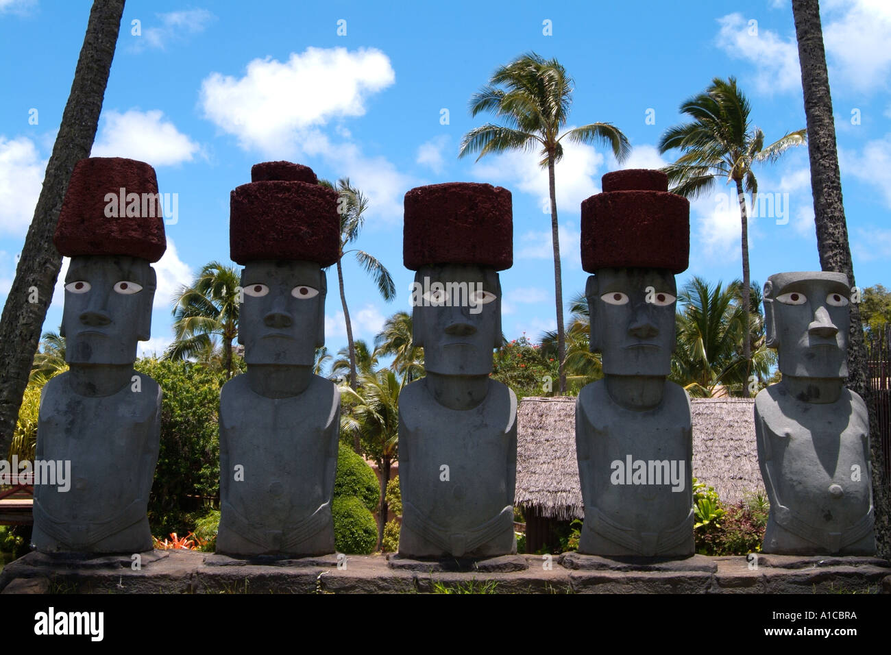 Polynesian Cultural Center in Oahu Hawaii USA Easter Island Moas Stock ...