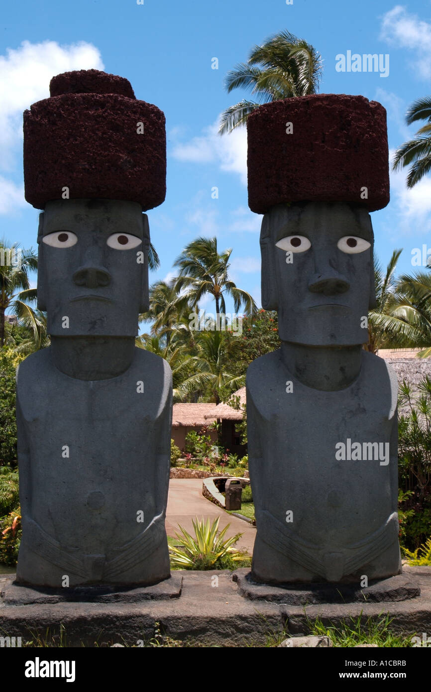 Polynesian Cultural Center in Oahu Hawaii USA Easter Island Moas Stock ...
