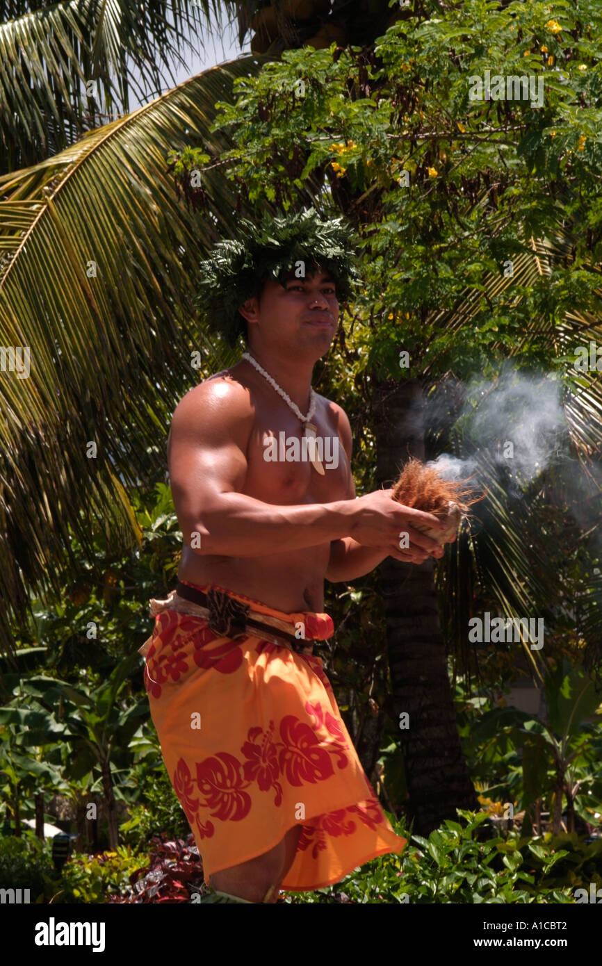 Polynesian Cultural Center in Oahu Hawaii USA Male Performer Making ...