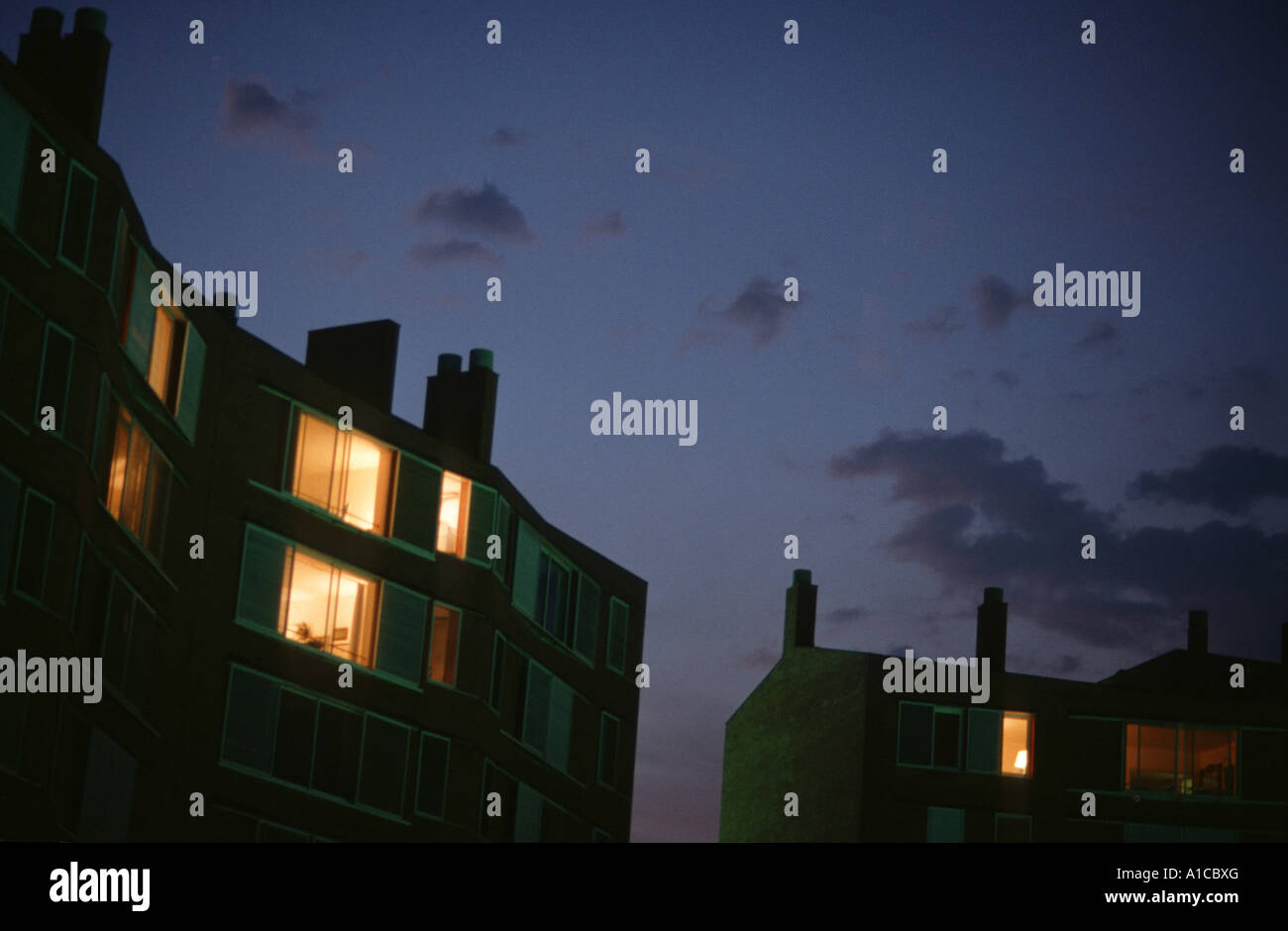 home house living flat night light cosy Stock Photo - Alamy