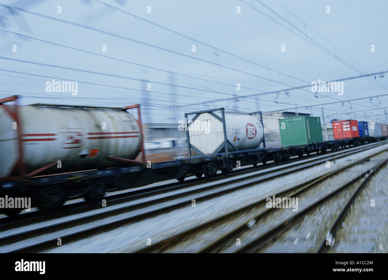 cargo train transport rail railroad transportation Stock Photo - Alamy