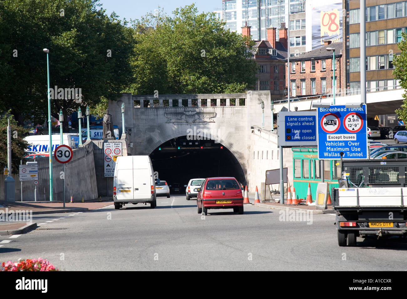 The Liverpool entrance to the Mersey Tunnel to Birkenhead Stock Photo ...