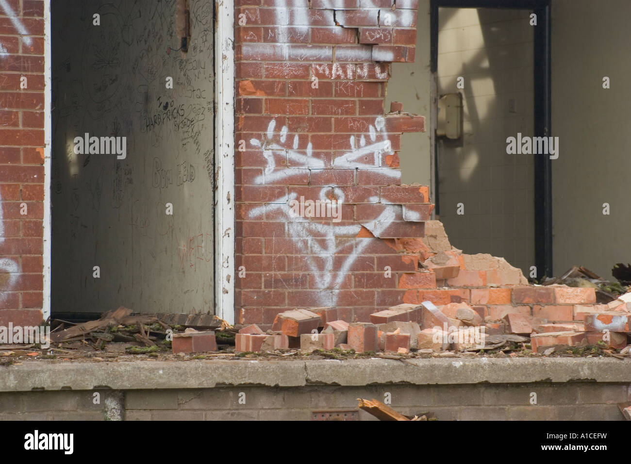 a face in the graffiti in a smashed building Stock Photo - Alamy
