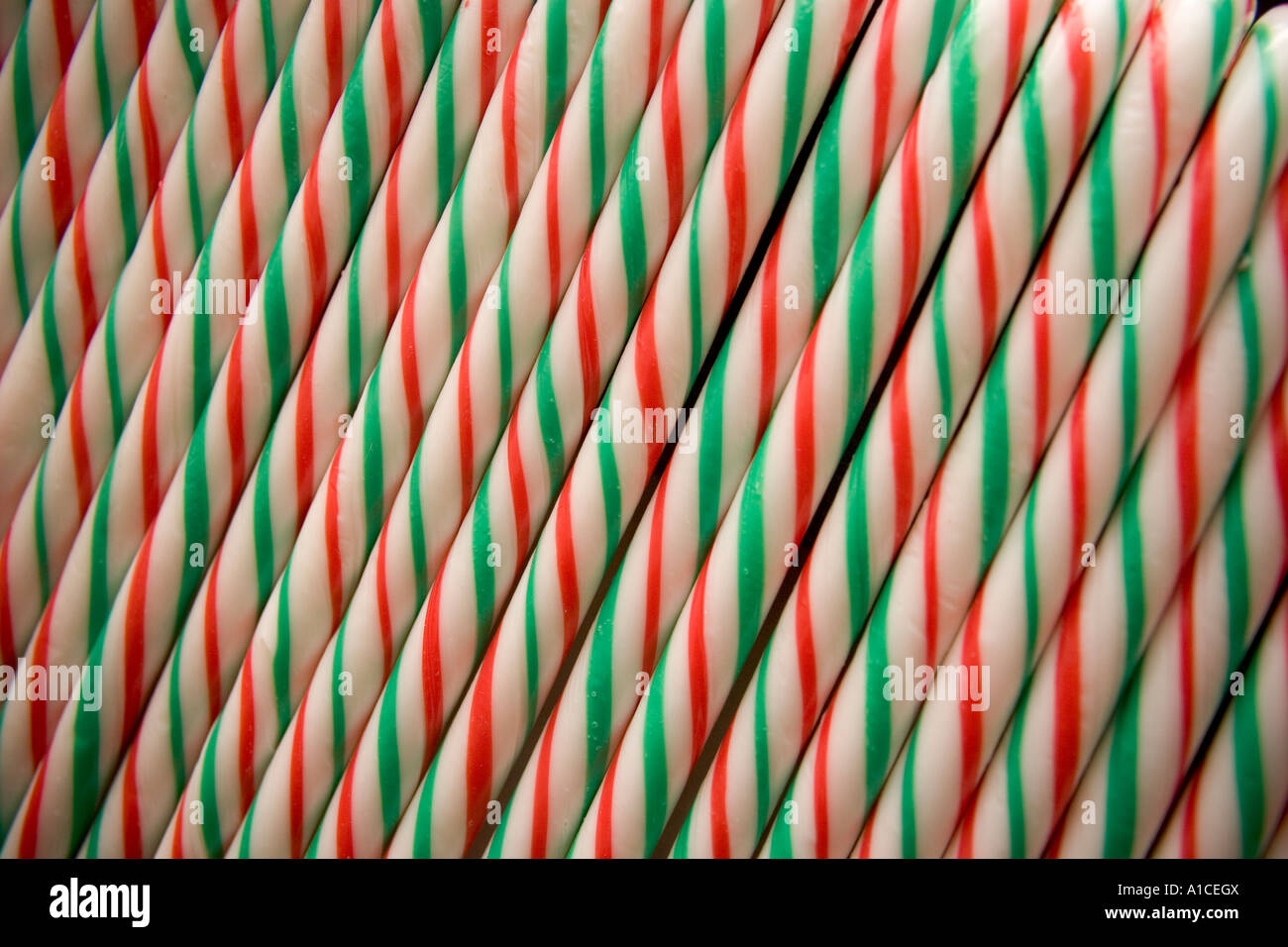 Row of candy canes for Christmas Stock Photo - Alamy