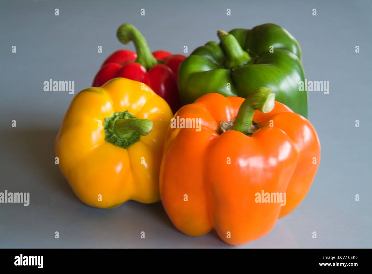 Green, orange, yellow, red, multicoloured capsicum Stock Photo - Alamy