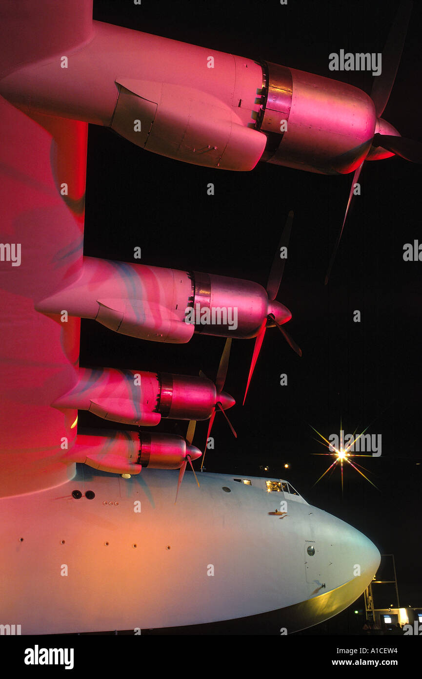 Vertical view of wing, engines and front end of the Spruce Goose Stock ...