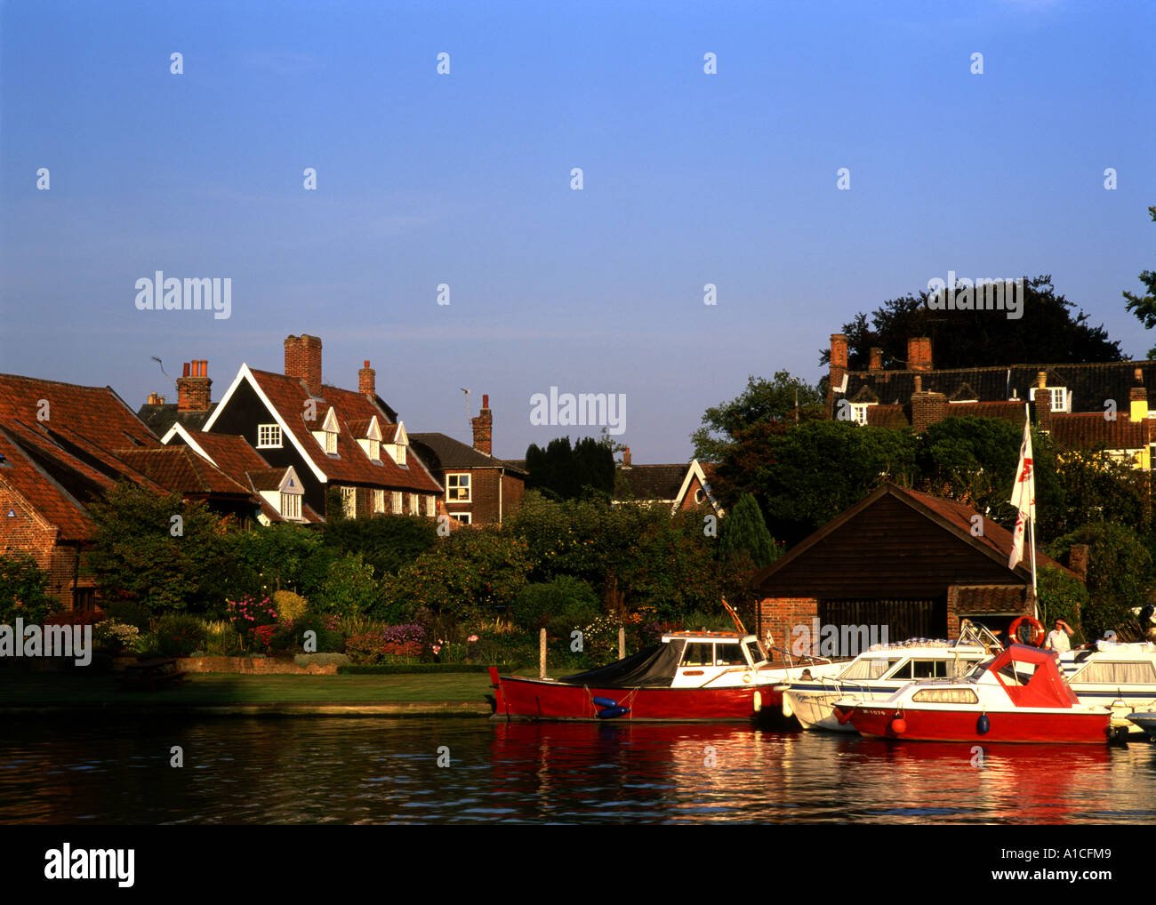 Boats on river Waveney at Beccles in suffolk in the Uk (Medium Format ...