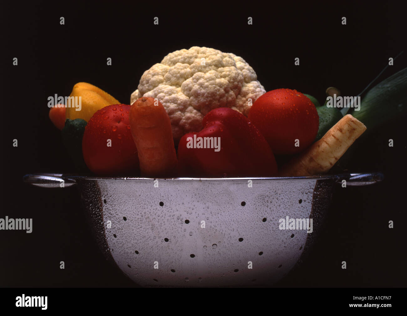 Vegetables in colander (Medium Format Stock Photo - Alamy