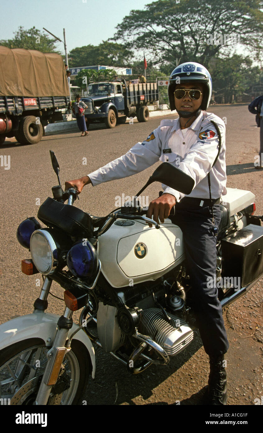 Myanmar Burma Yangon Rangoon Traffic Policeman on BMW motorcycle Stock ...