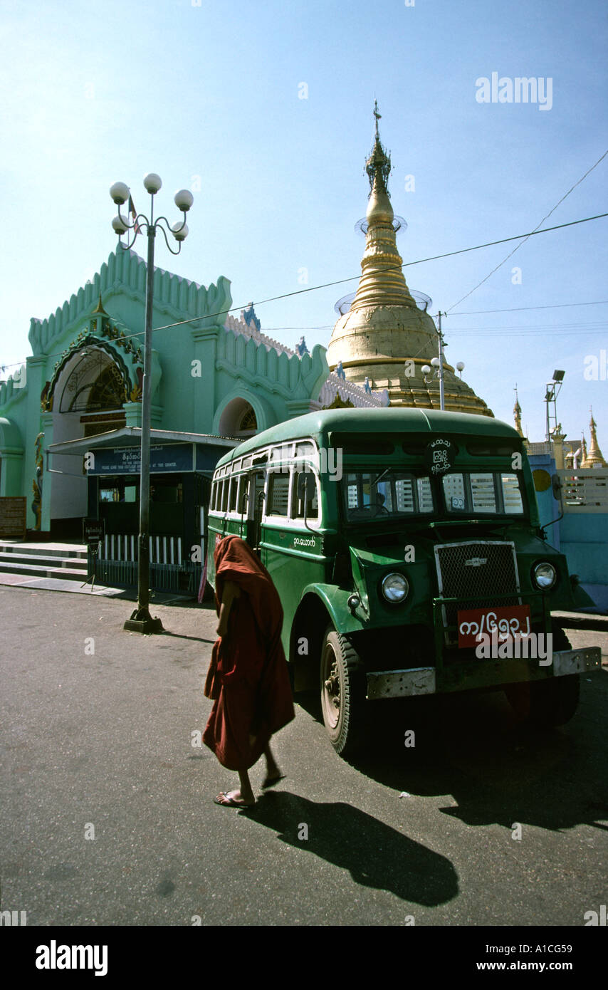 Myanmar Burma Yangon Rangoon old Chevrolet bus parked in front of ...
