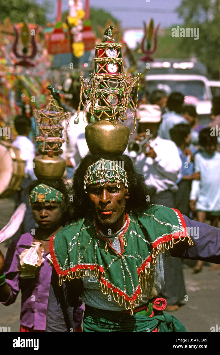 Myanmar Burma Yangon Rangoon man in Hindu festival procession Stock ...