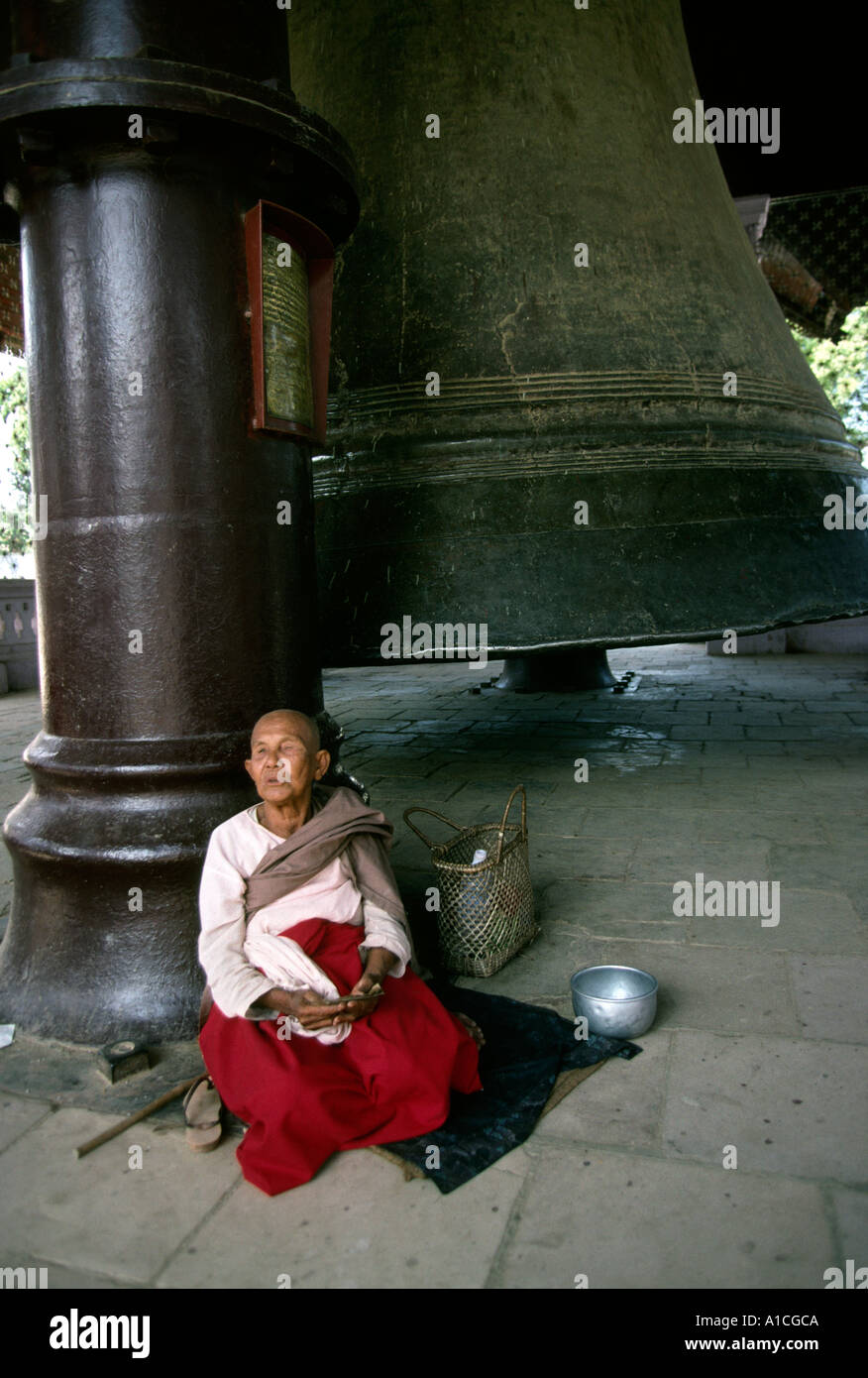 Myanmar Burma Mingun blind monk at the Mingun bell pagoda Stock Photo ...