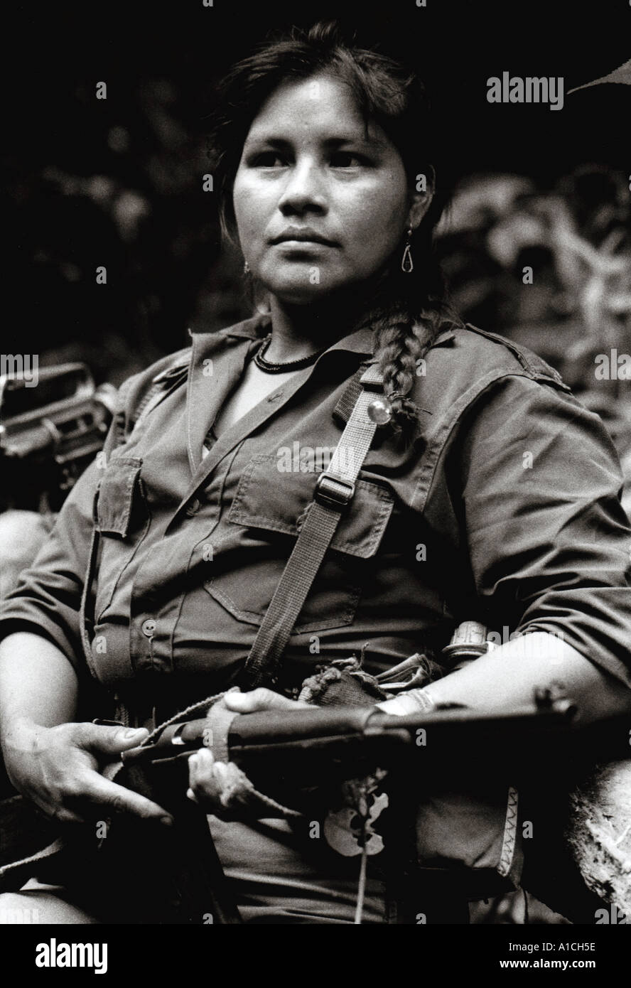 URNG Mayan woman guerrilla in the Ixcan Jungle Gautemala during the ...