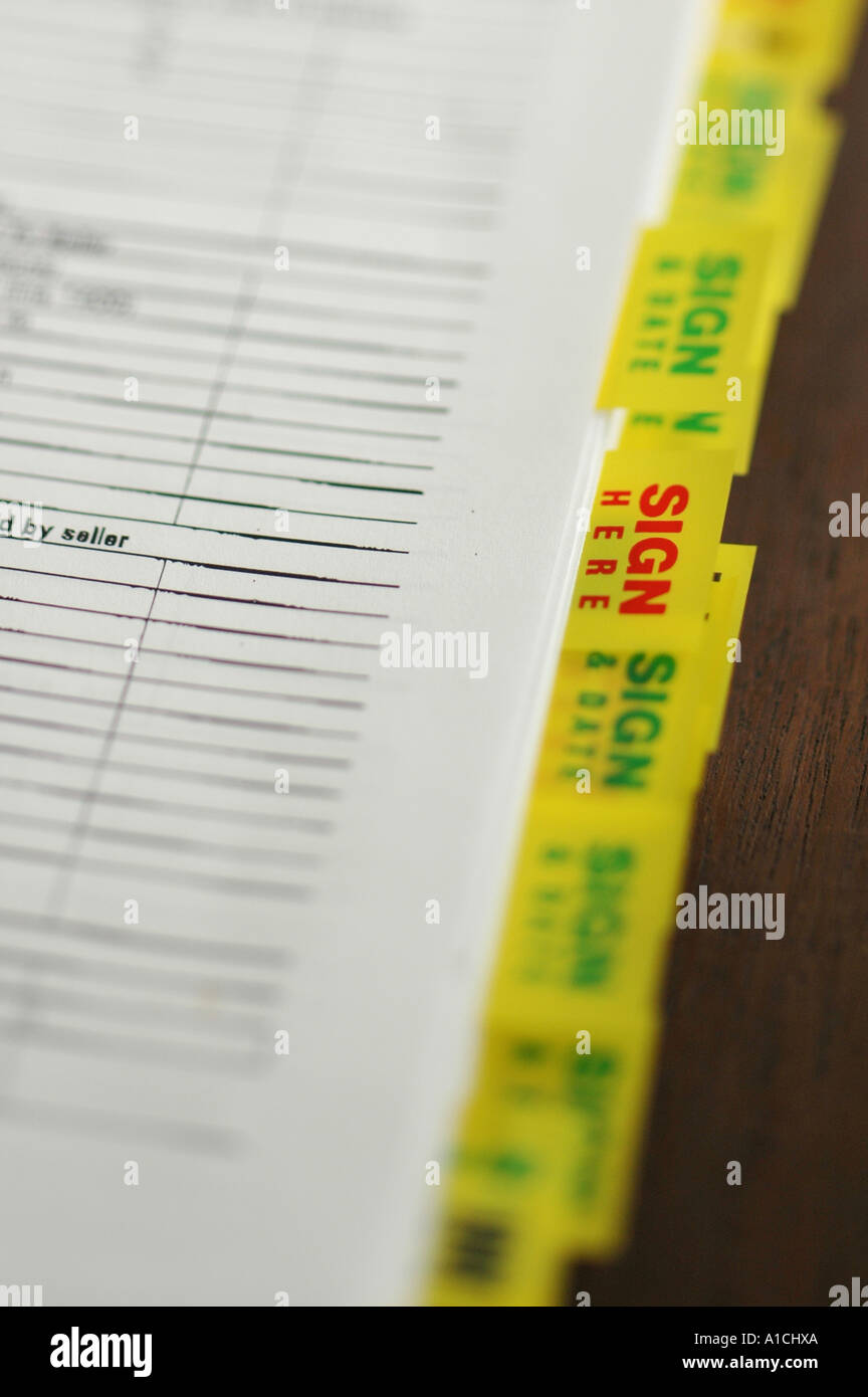 Real Estate documents to be signed Stock Photo - Alamy