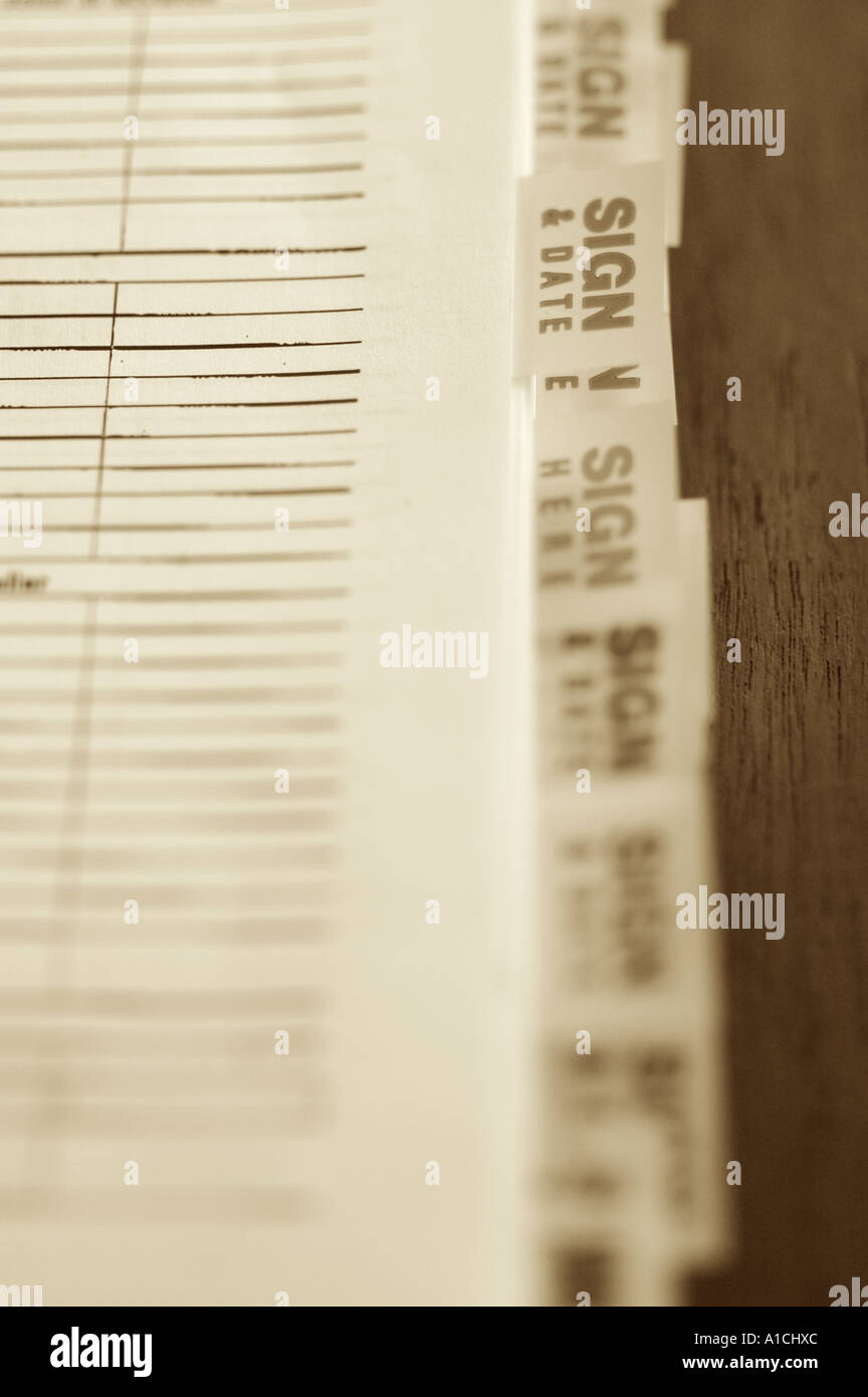 Real Estate documents to be signed Stock Photo - Alamy