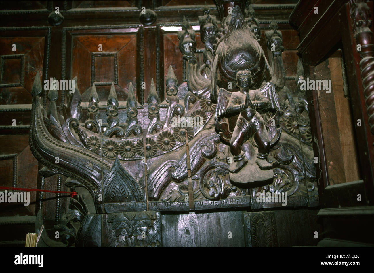 Mandalay Burma Shwe In Bin Monastery crafts furniture carved wooden ...