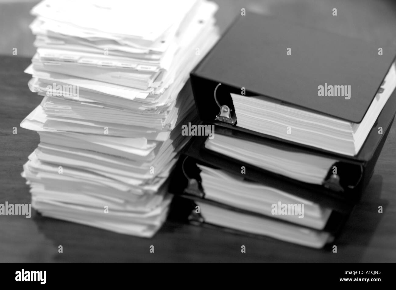 Stacks of documents Black and White Stock Photos & Images - Alamy
