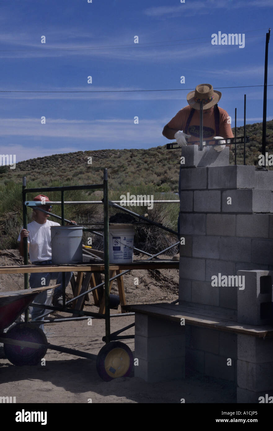 Building a new cement block structure on ranch in California Stock ...