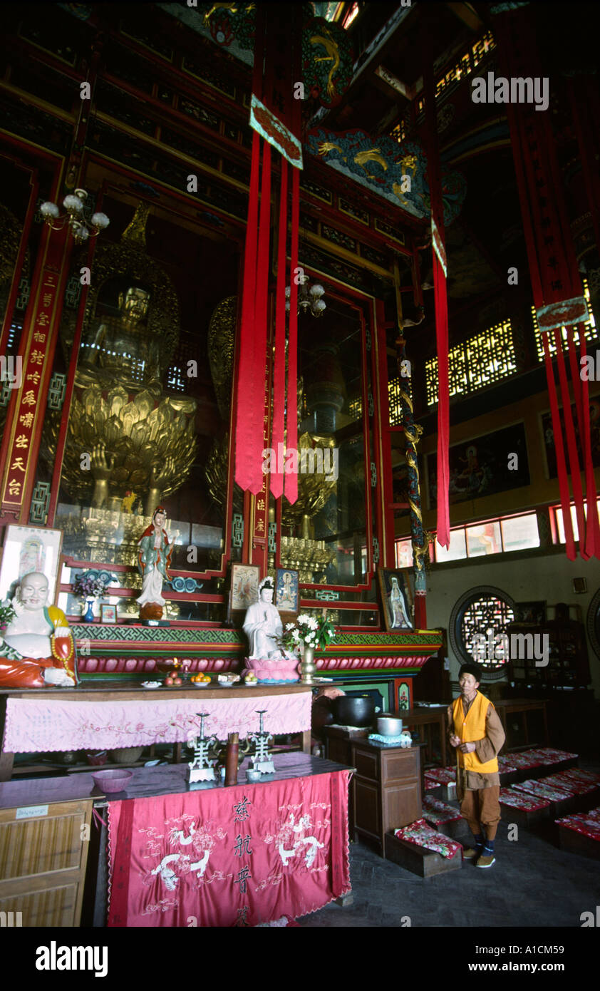 Myanmar Burma Lashio Chinese Buddhist Monastery altar Stock Photo - Alamy