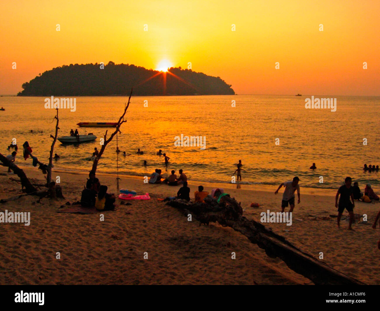 Teluk Nipah beach sunset during Chinese New Year holiday Pulau Pangkor ...