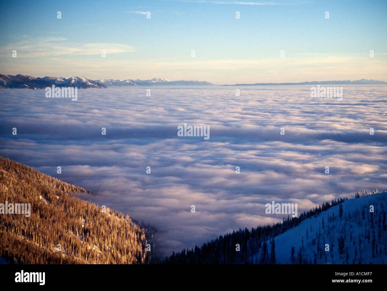 Spring Inversion at Whitefish Mountain, Whitefish Montana Stock Photo ...