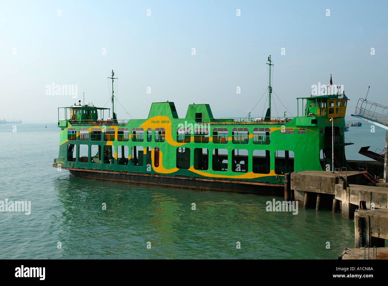 Car and passenger ferry docked at Penang terminal Malaysia Stock Photo ...