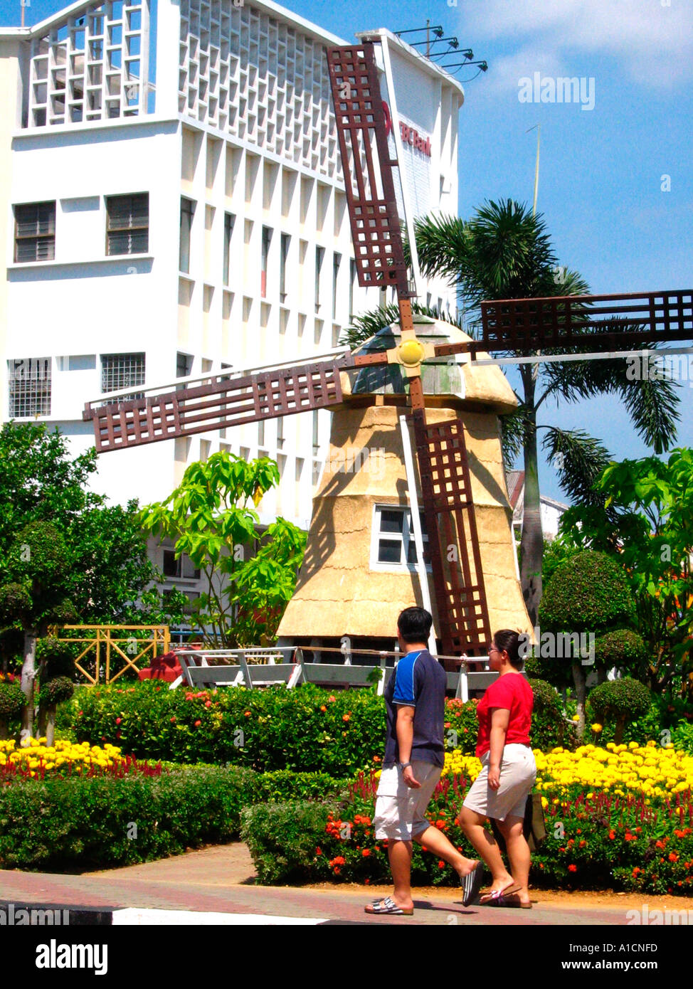 Dutch windmill replica opposite the Stadthuys Malacca Malaysia Stock ...