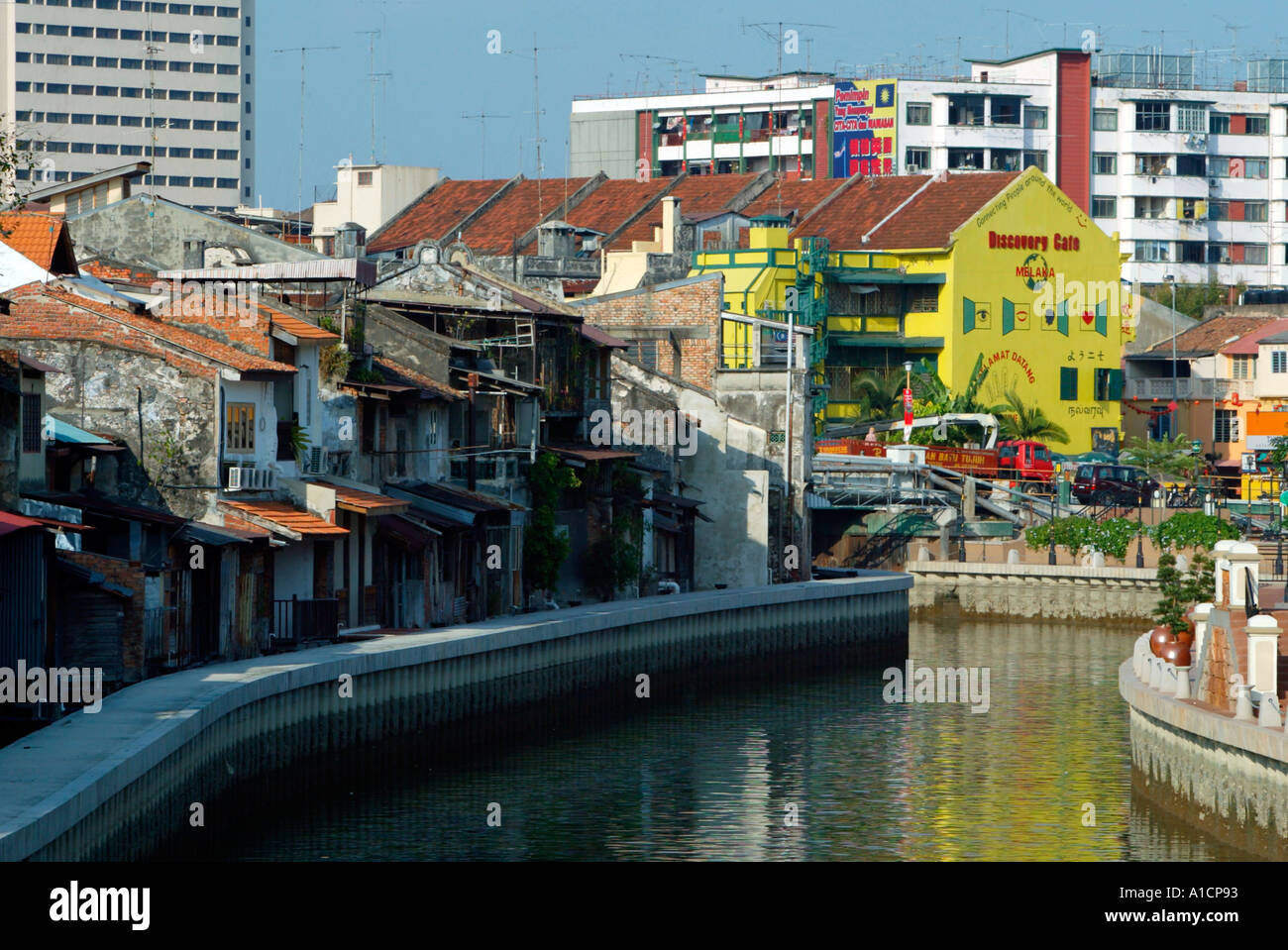 View along the Sungai Melaka river Malacca Malaysia Stock Photo - Alamy