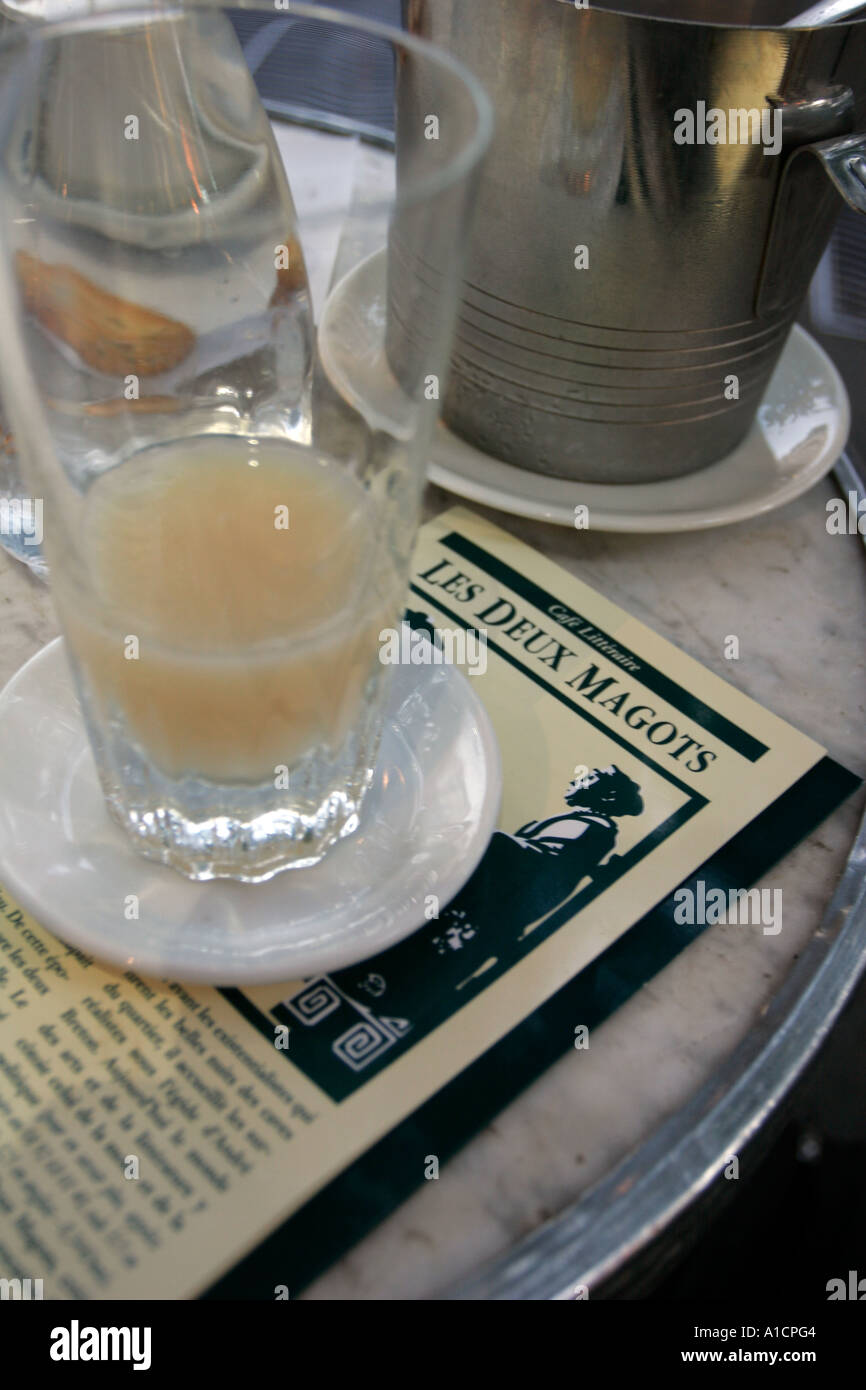 Pastis at Les deux magots cafe in Paris France Stock Photo - Alamy