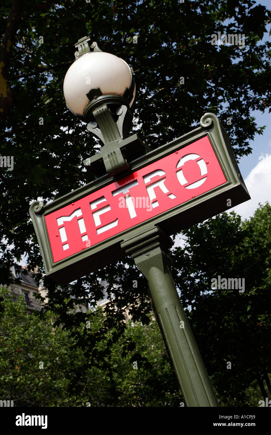 Metro street sign in Paris France Stock Photo - Alamy