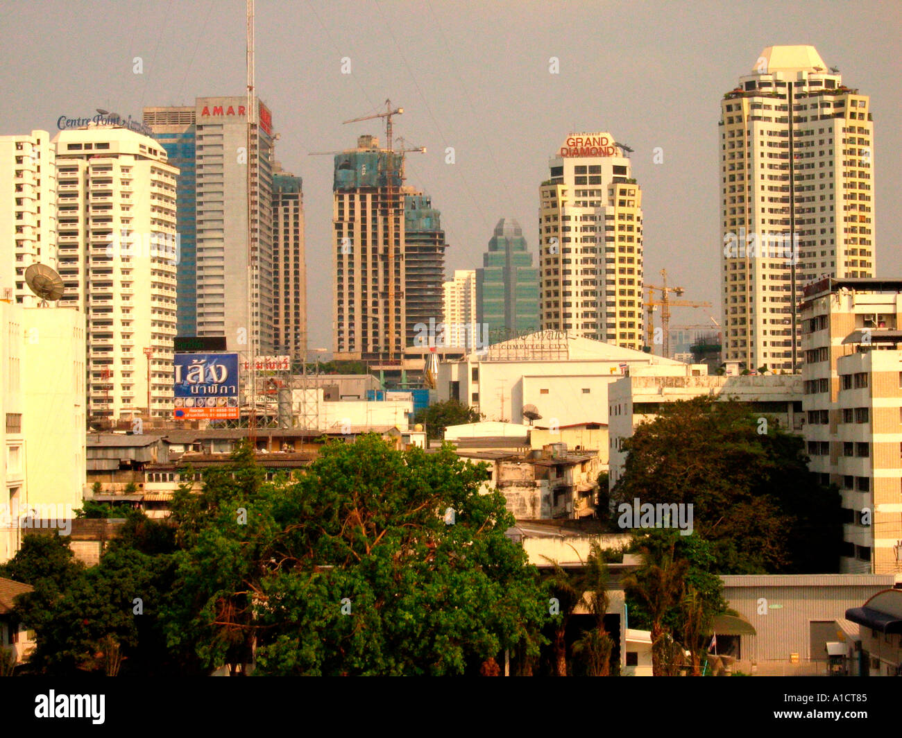 High rise apartments and hotels Bangkok skyline Thailand Stock Photo ...