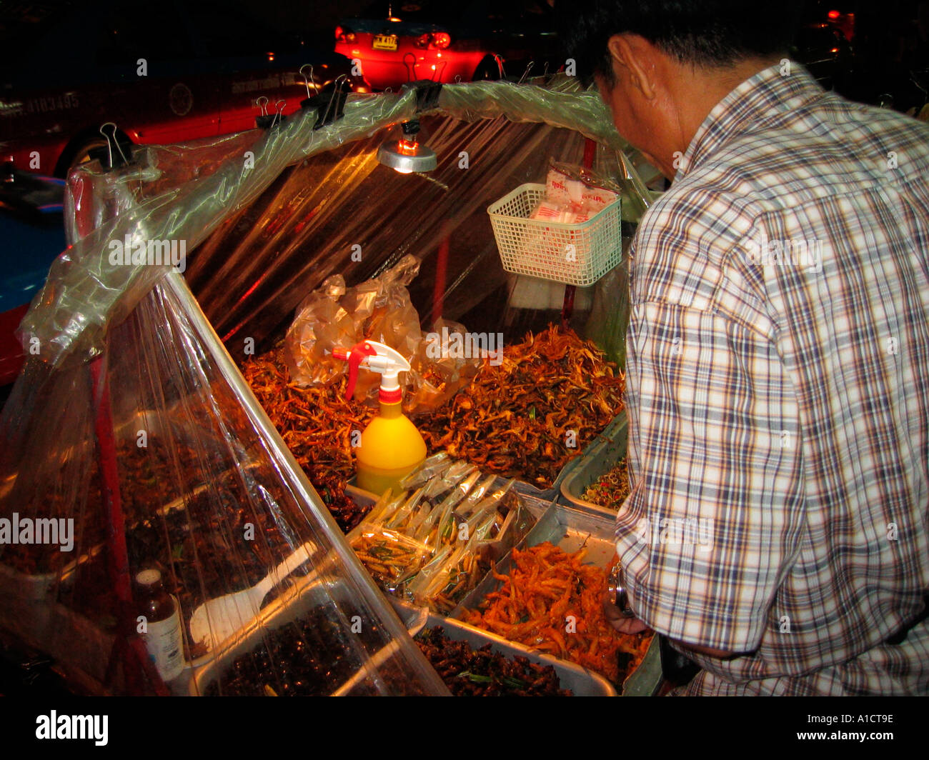 Insect snack stand Bangkok Stock Photo - Alamy