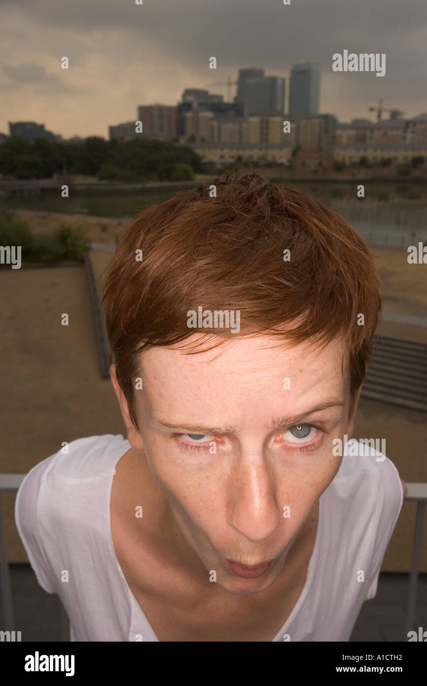 Woman face looking to camera fierce hi-res stock photography and images ...