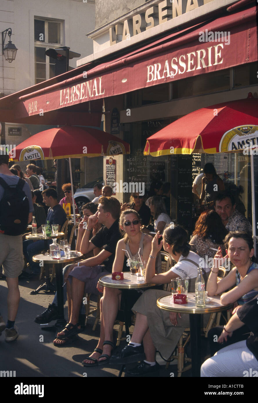 Europe France paris l arsenal cafe al fresco on pavement Stock Photo ...