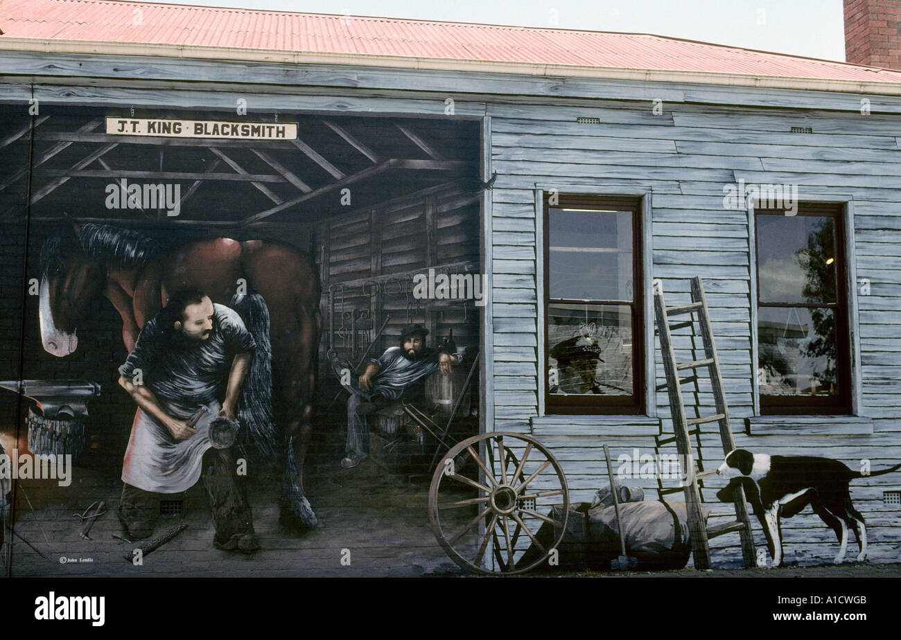 Blacksmith mural Sheffield Tasmania Australia Stock Photo - Alamy