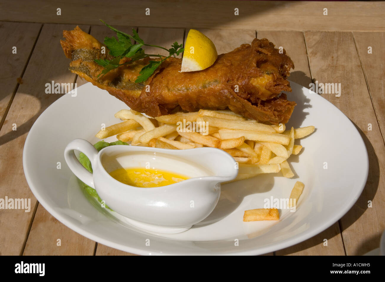 gourmet fish and chips Stock Photo - Alamy