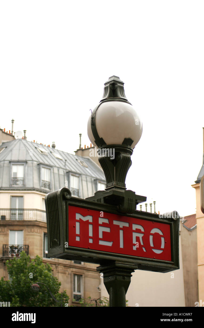 Metro street sign in Paris France Stock Photo - Alamy
