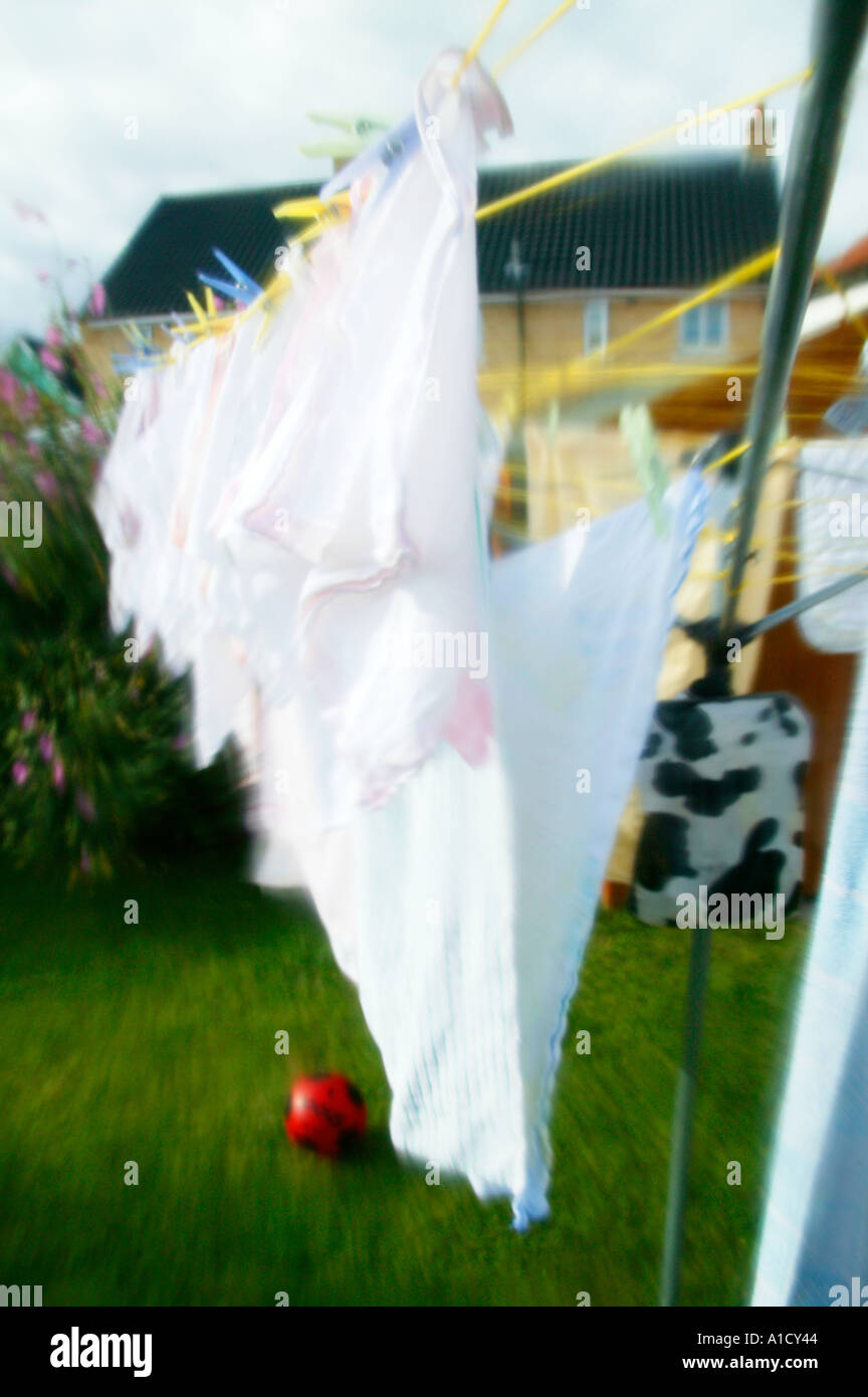 Washing On the Line Closeup Stock Photo - Alamy