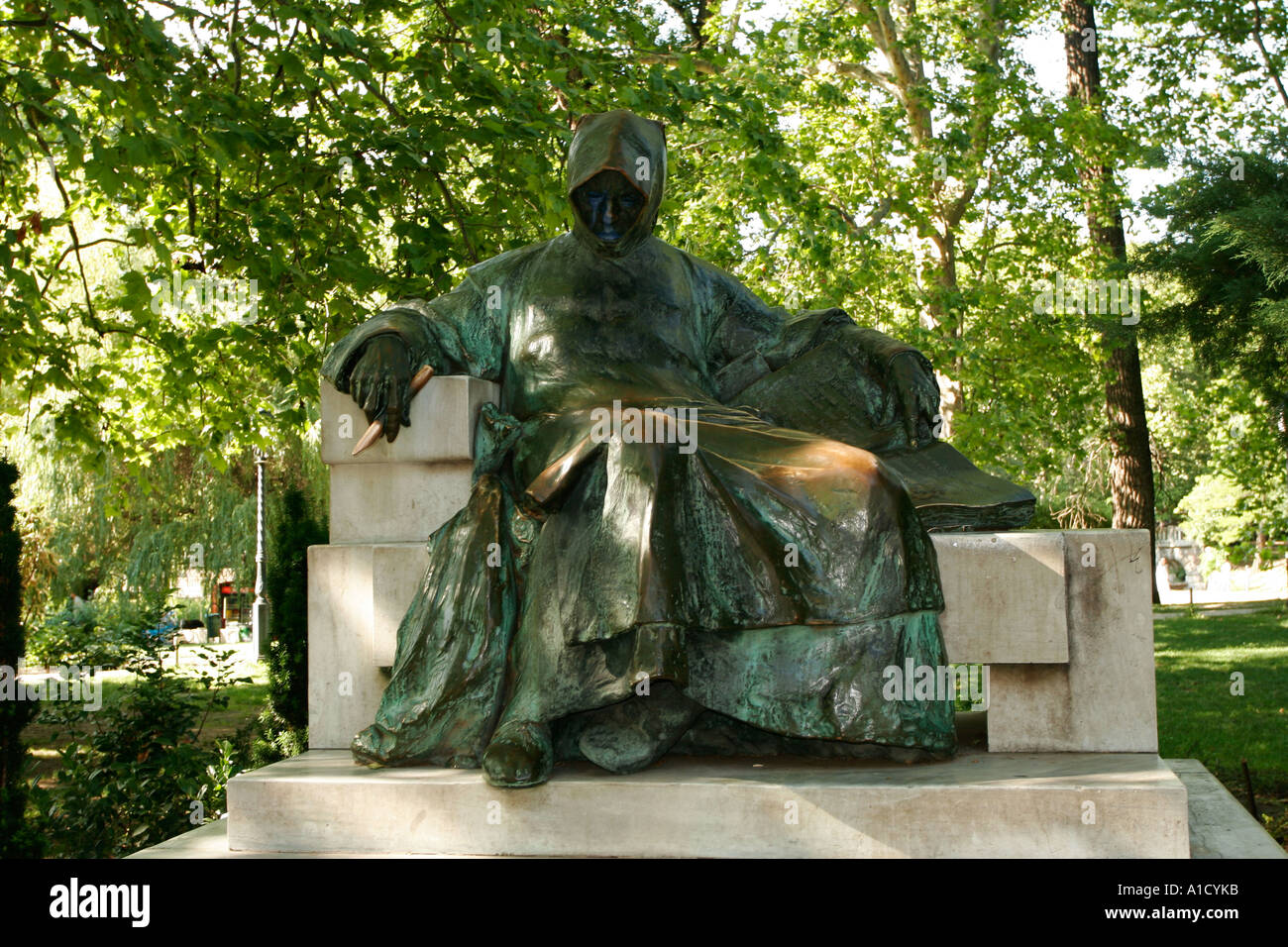The statue of anonymous by Miklos Ligeti in Vajdahunyard Castle in ...