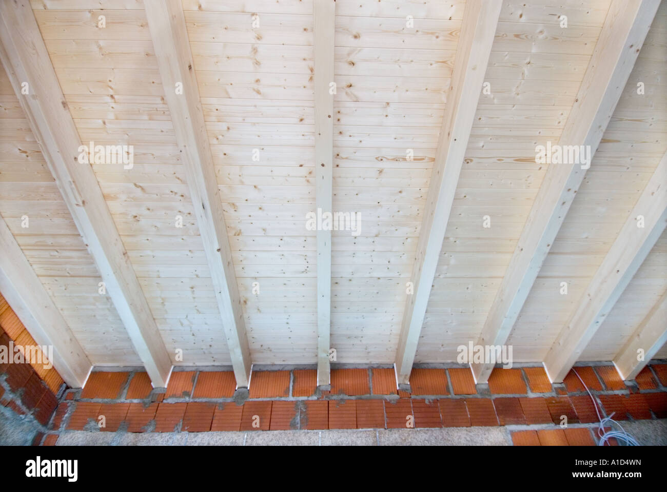 ceiling wood wooden construction new building timber beam suspended ...