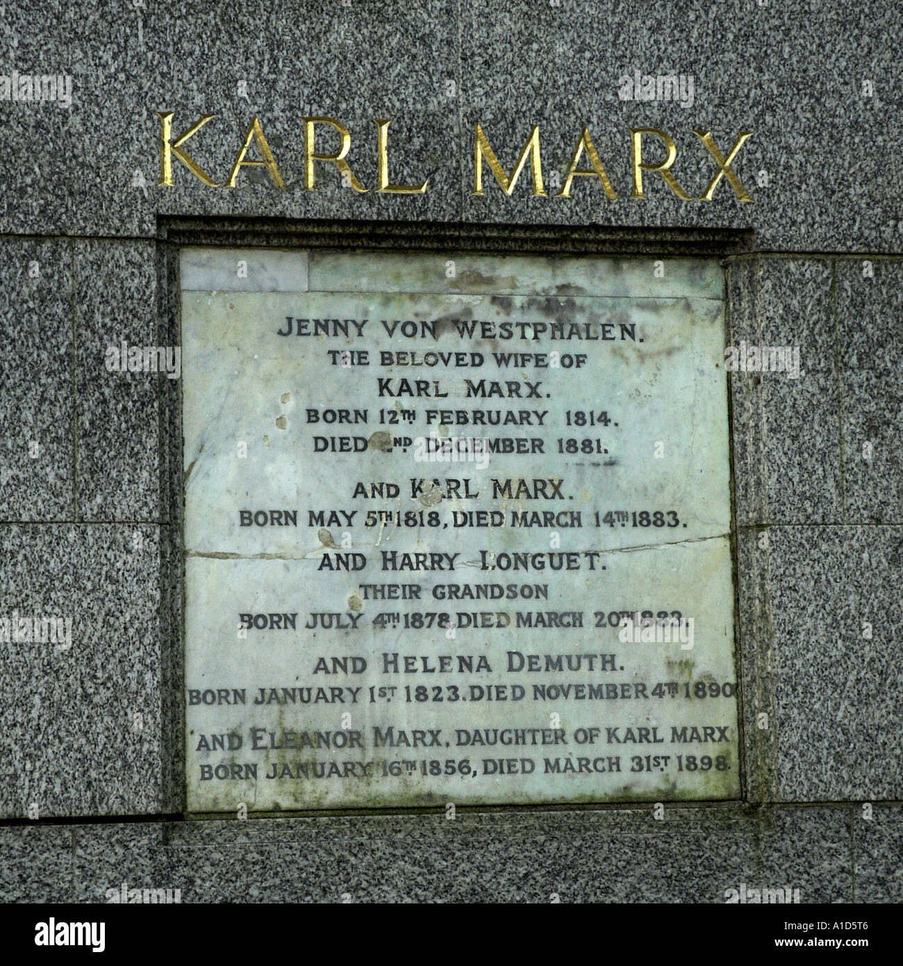 Karl Marx Highgate Cemetery for Editorial Use Only Stock Photo - Alamy