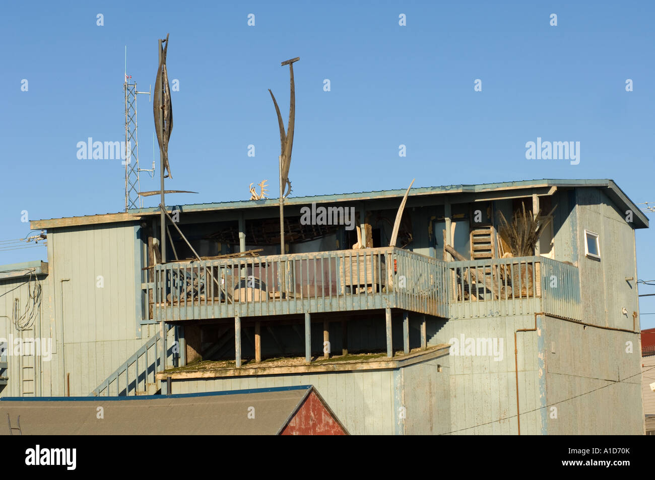 Inupiat home with whale baleen on the deck Barrow National Petroleum ...